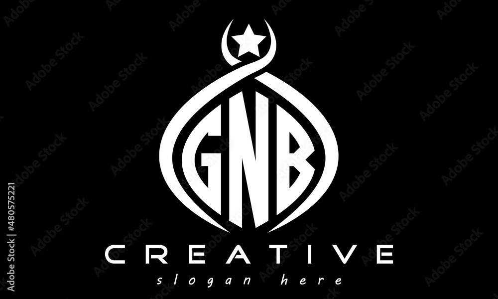 GNB three letters monogram curved oval initial logo design, geometric ...