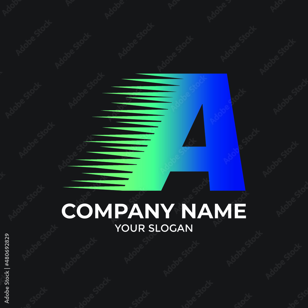 Logo A with effect fast blue and green gradient Stock Vector | Adobe Stock