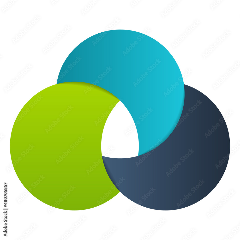 Venn Diagram Colored. Three Intersected Circle Schema. Circular Empty ...
