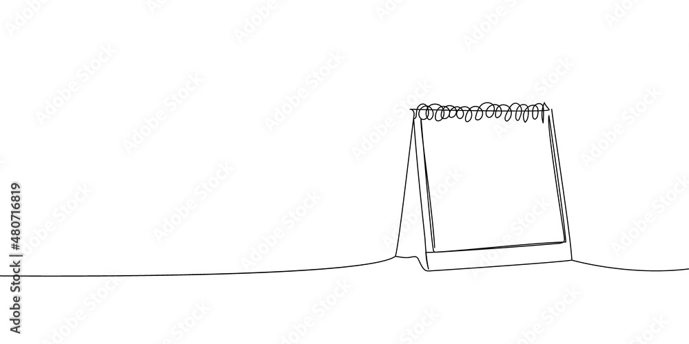 Loose-leaf calendar continuous line drawing. One line art of calendar ...