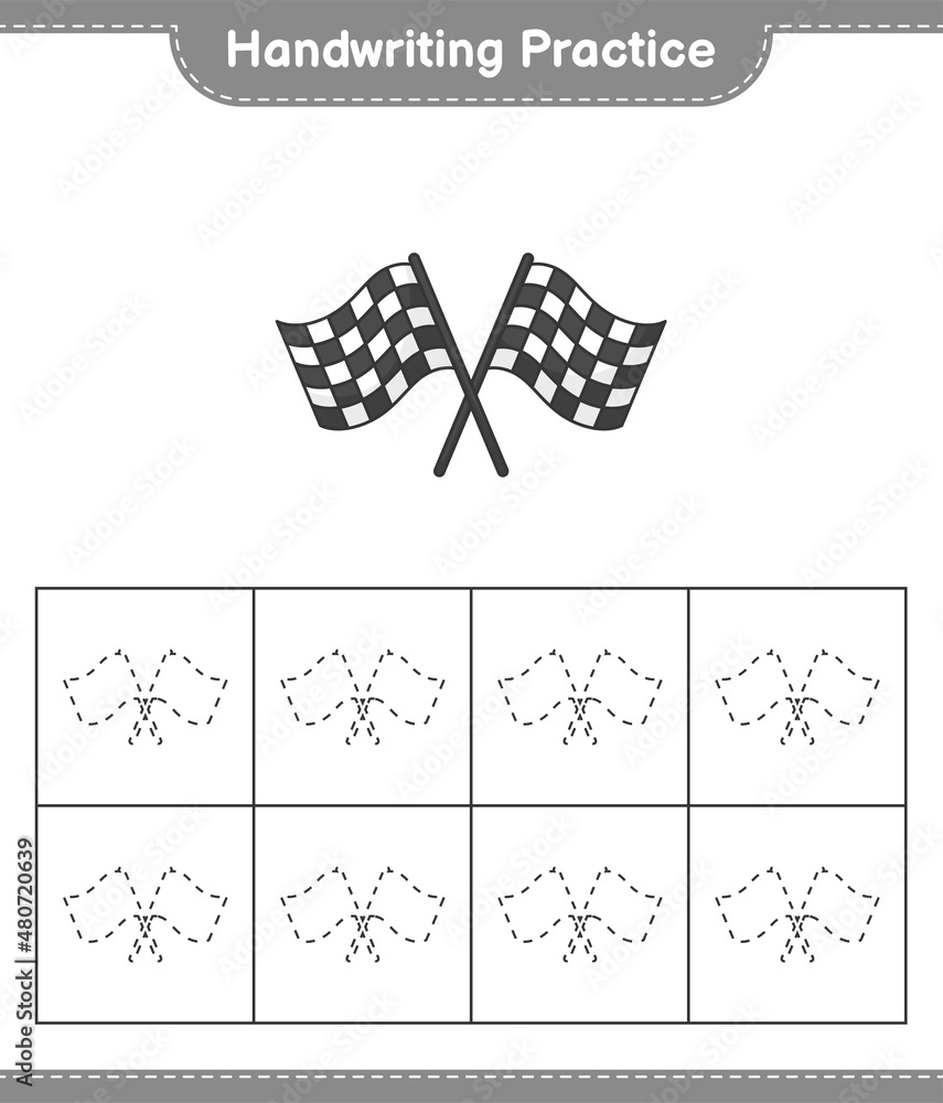Handwriting practice. Tracing lines of Racing Flags. Educational ...