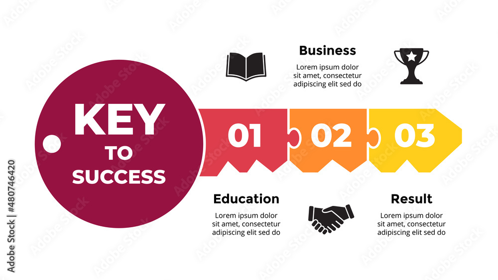 Key to success infographic. Business solution presentation slide ...