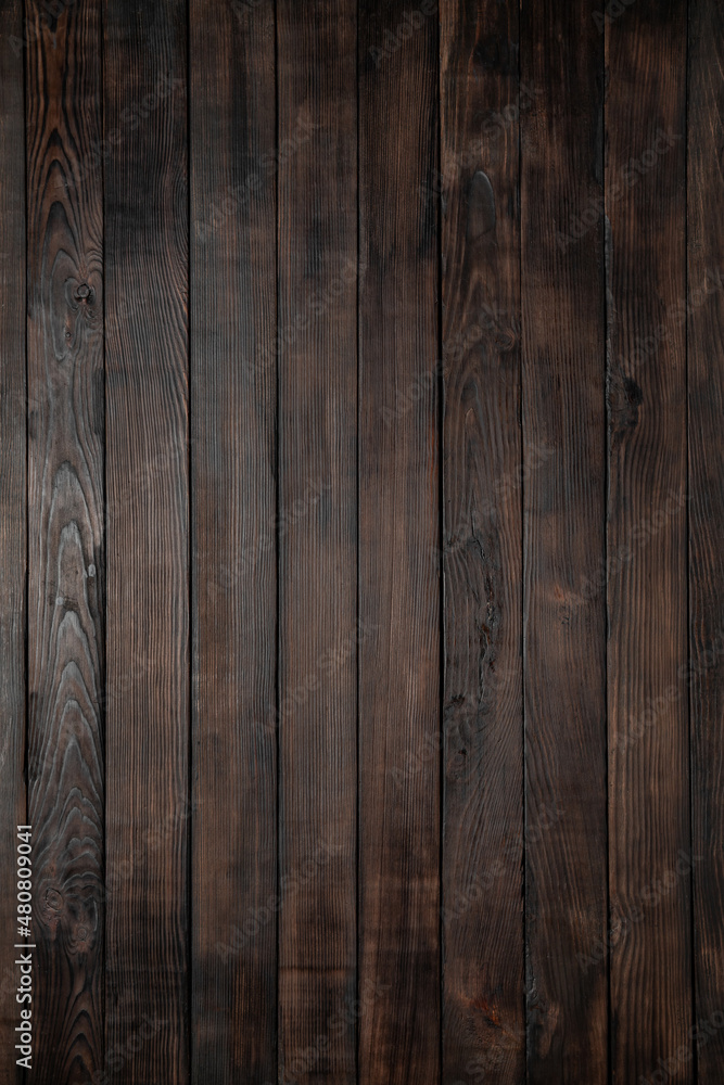 Background from boards of deep brown color for design, menus ...