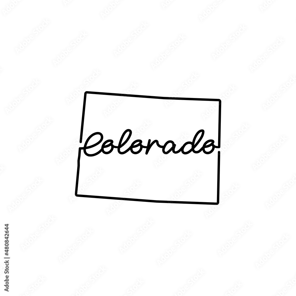 Colorado US state outline map with the handwritten state name ...