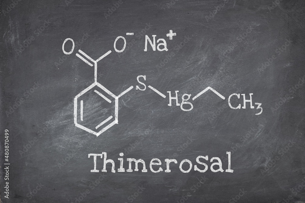Chemical structure of Thimerosal or Thiomersal , an organomercury ...