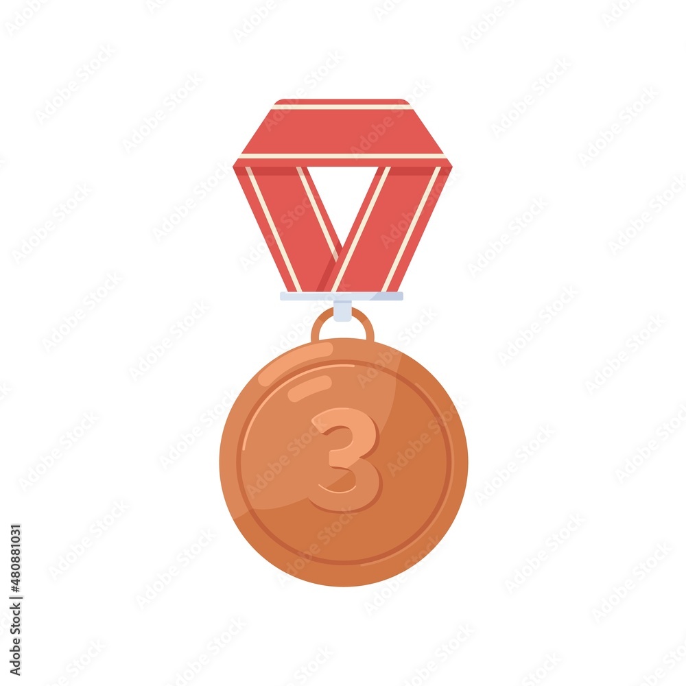 Bronze medal, third place award. 3rd prize-winners reward. Metal badge ...
