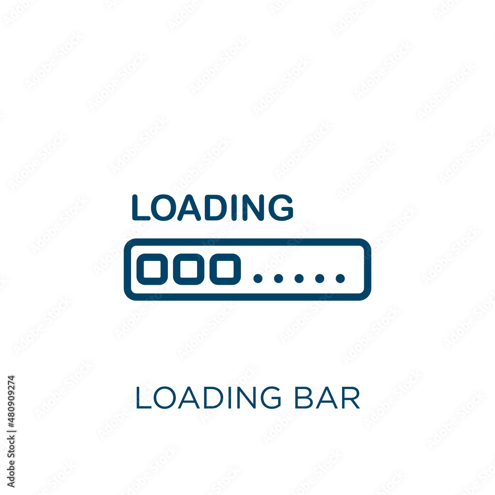 loading bar icon. Thin linear loading bar, bar, load outline icon ...