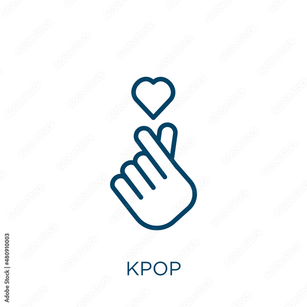 kpop icon. Thin linear kpop, music, pop outline icon isolated on white ...