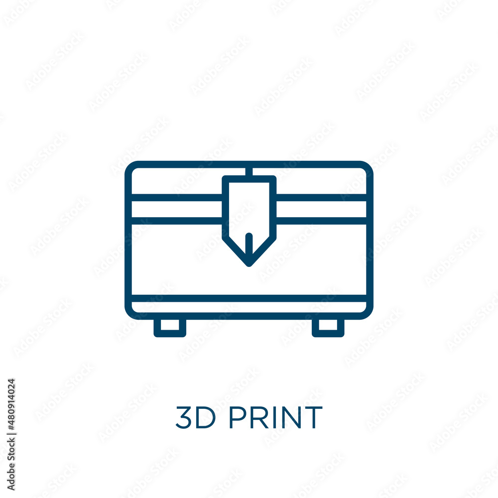 3d print icon. Thin linear 3d print, business, print outline icon ...
