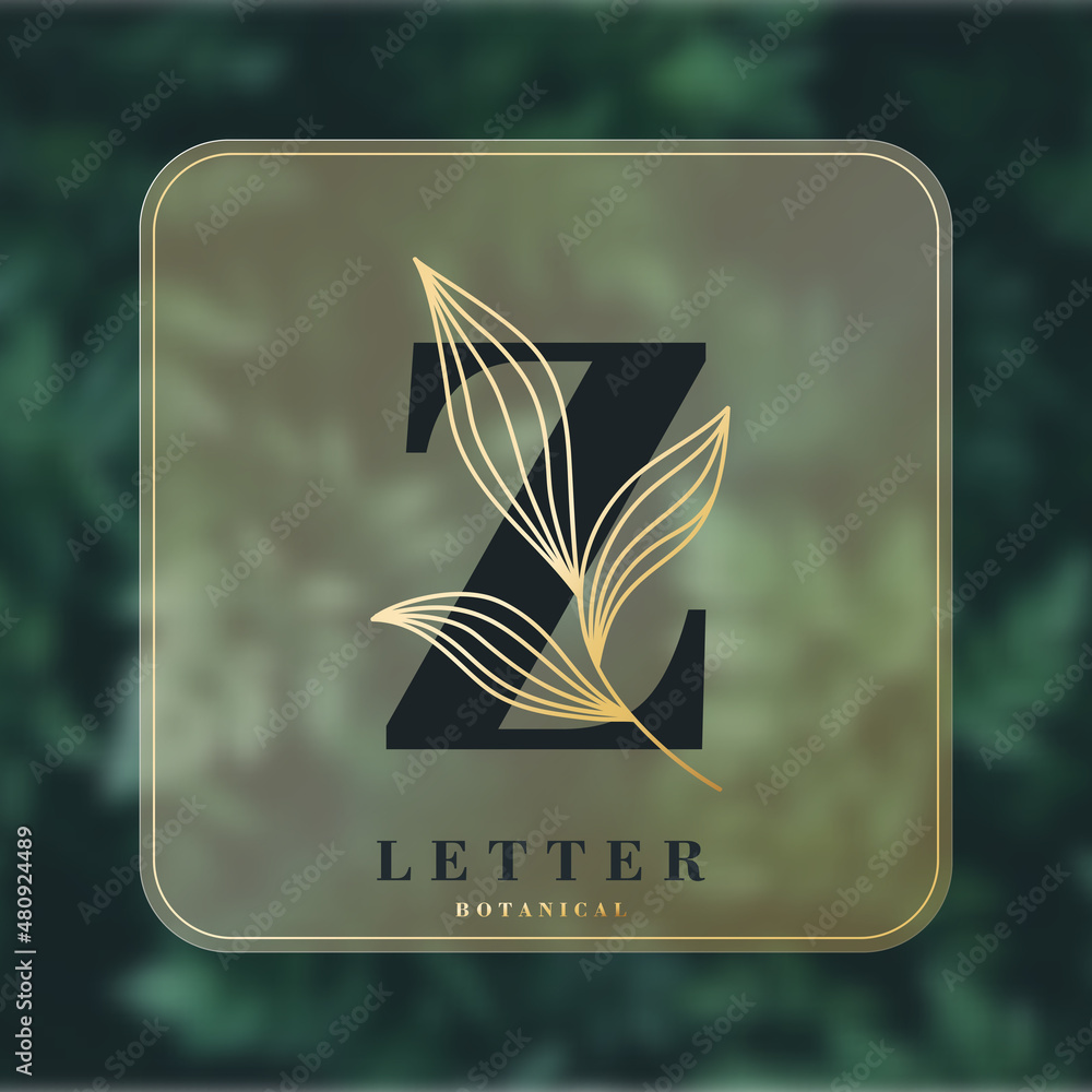 Z letter banner. Minimalism design. Botanical background. Wedding ...