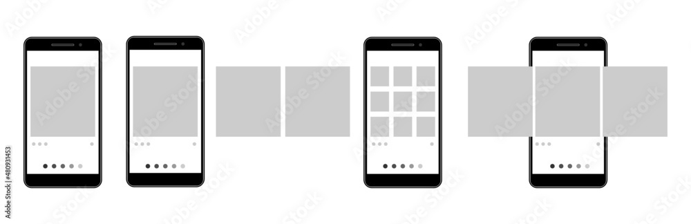 Carousel interface post on social network. Mock up of smartphone ...