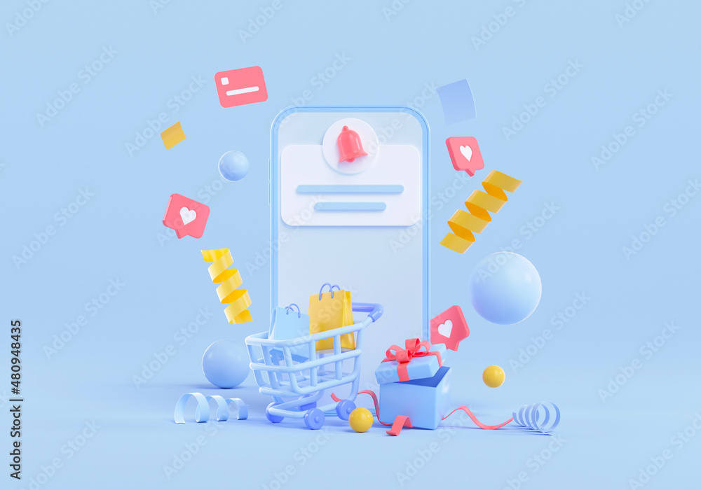 Online mobile shopping and special coupon, super sale banner ...