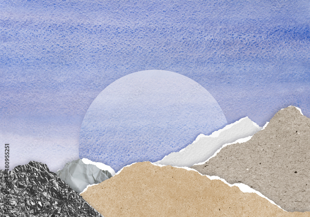 Zine collage landscape paper art. Surreal collage composition made of ...