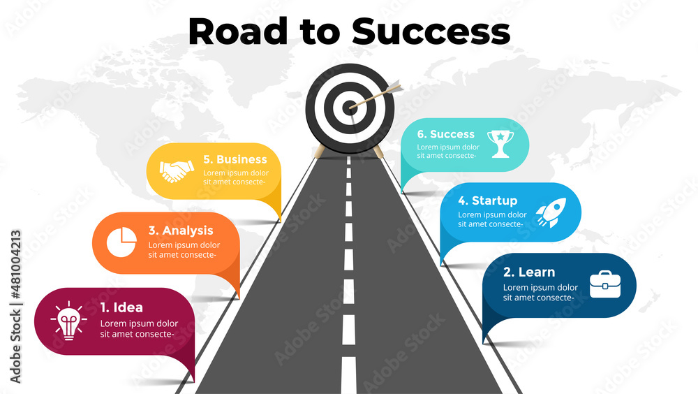 Road to success infographic. Business presentation slide template ...