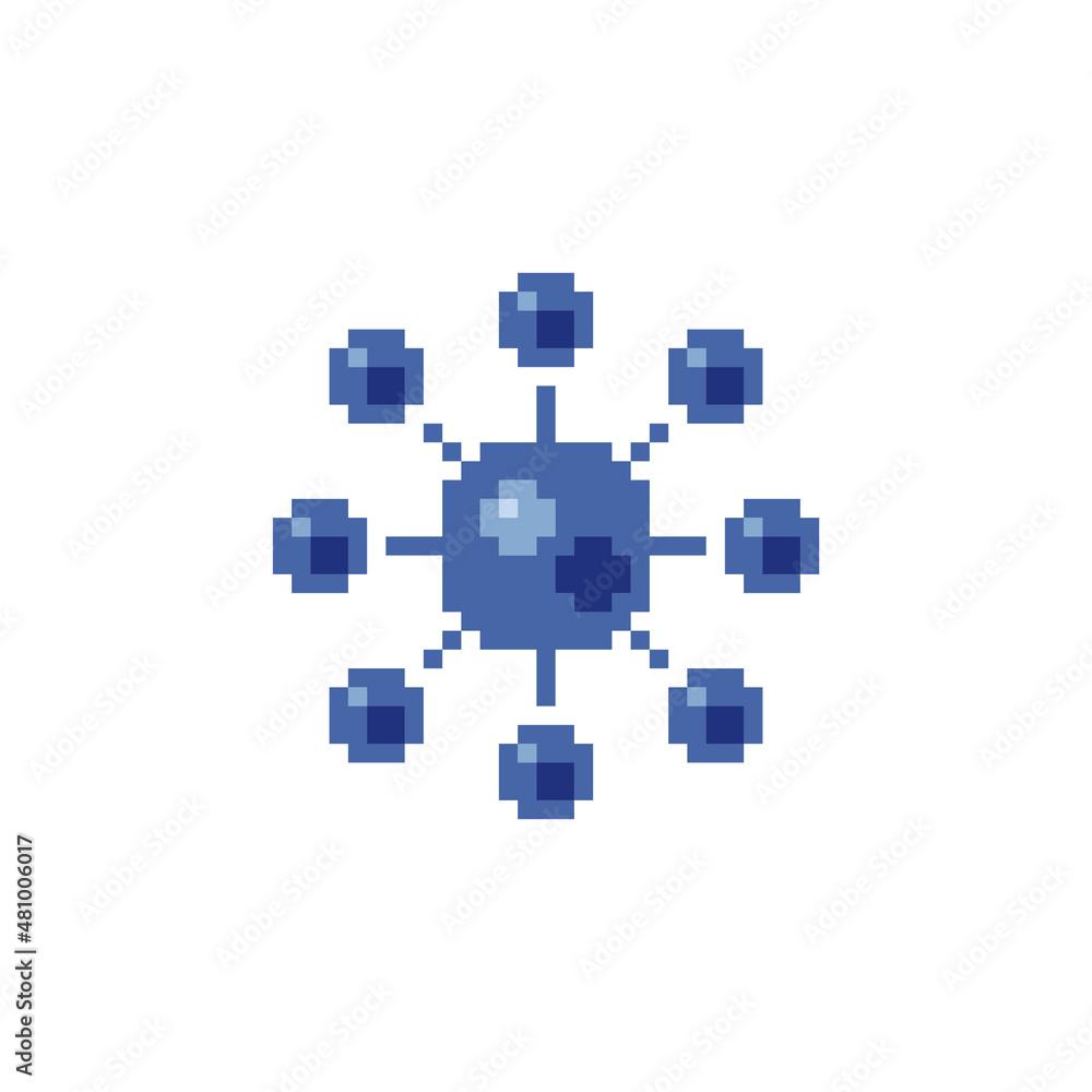 Molecular structure medical biotechnology, dna pixel art icon. Molecule ...