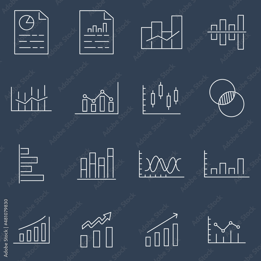 Charts and Diagrams icon set . Charts and Diagrams symbol pack vector ...