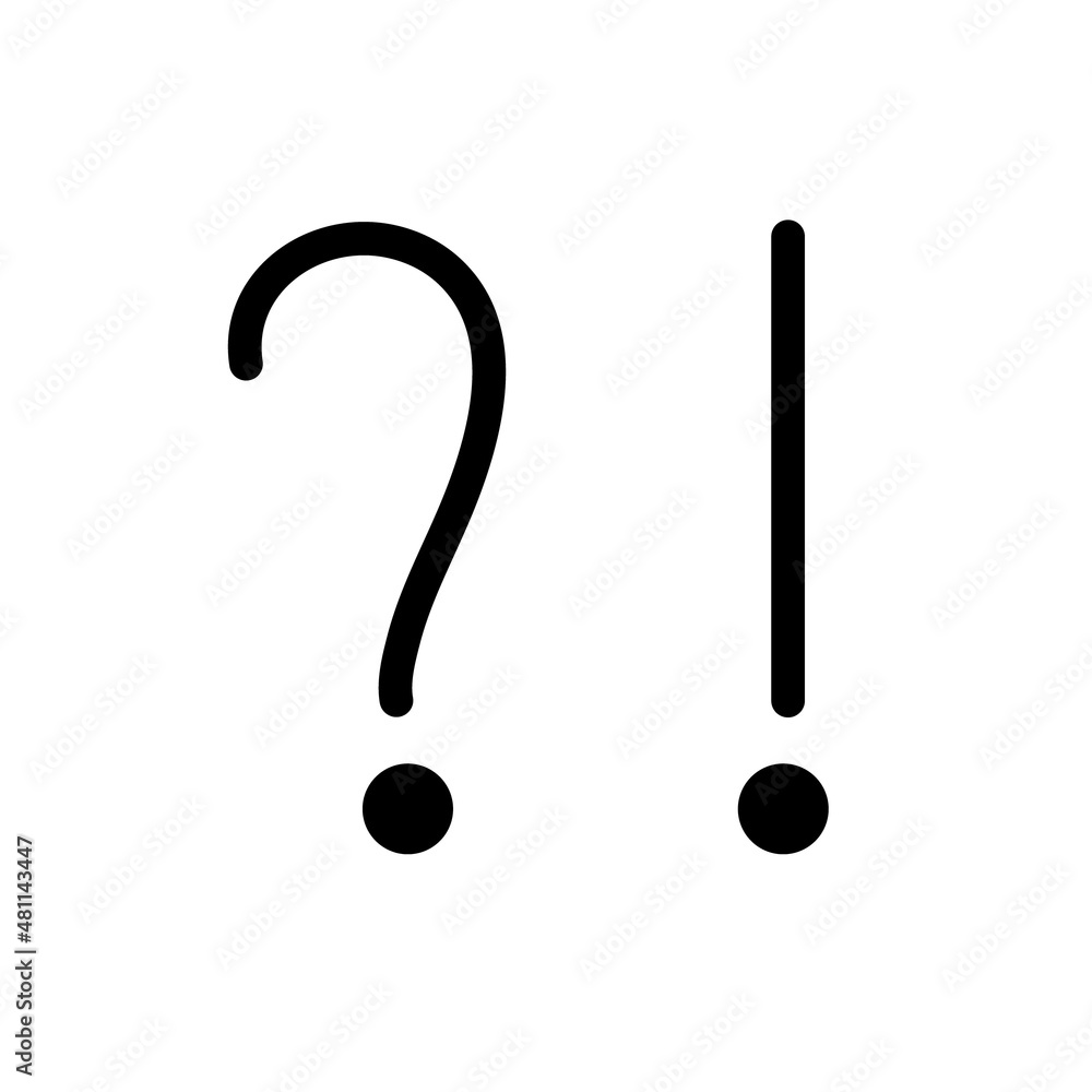Question mark and exclamation mark punctuation signs, hand drawn symbol ...