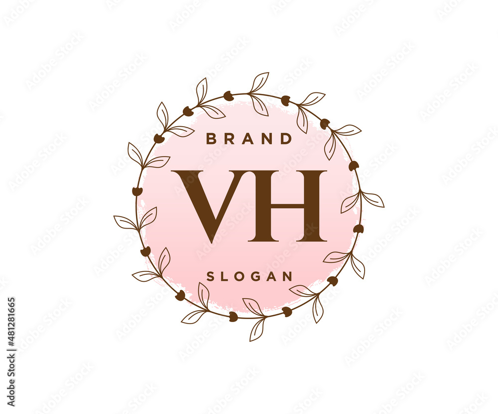 Initial VH feminine logo. Usable for Nature, Salon, Spa, Cosmetic and ...