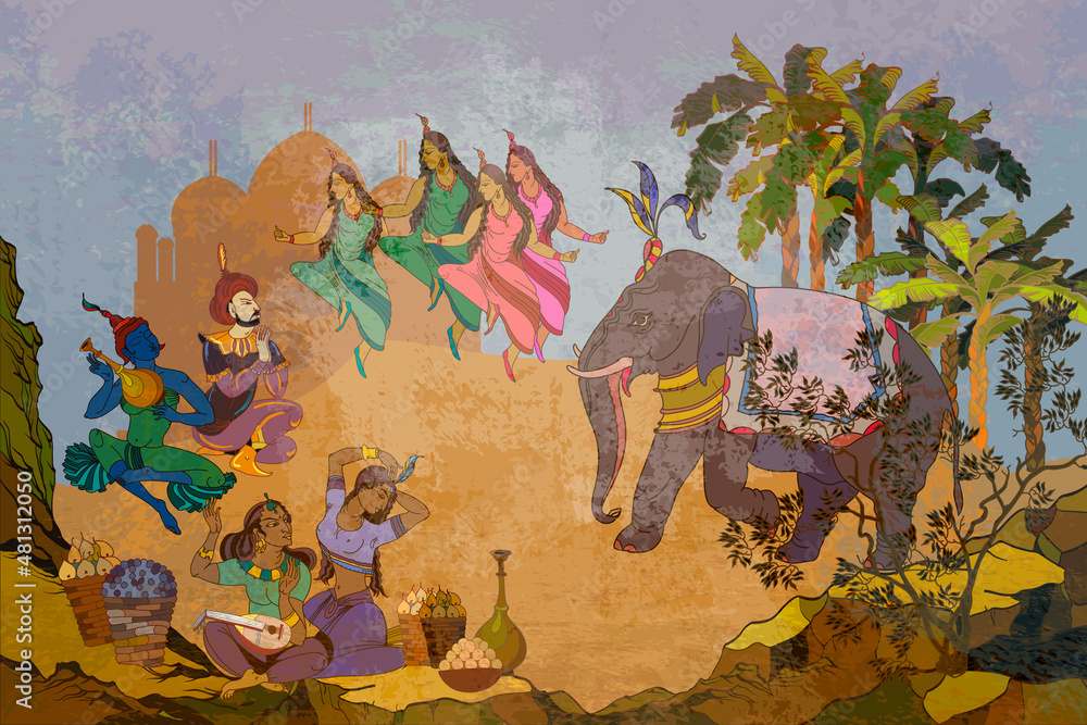 Ancient frescoes. Hinduism. Vishnu and Shiva. Gods of India ...