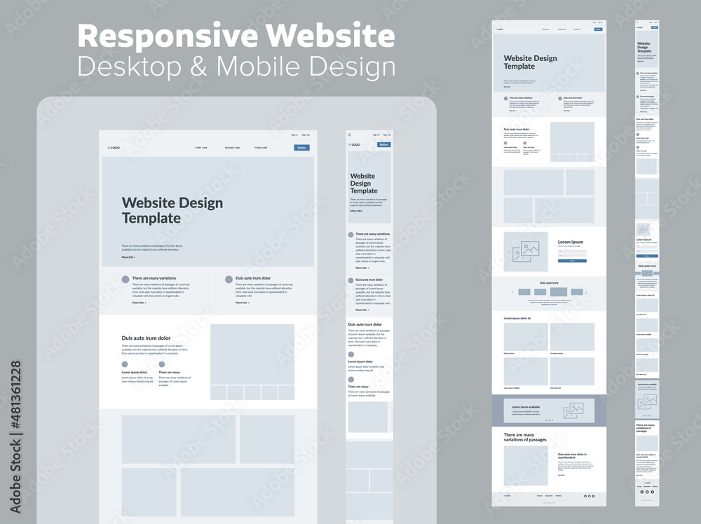 Vector de Stock Design website. Desktop and mobile wireframe. Landing ... Vector de Stock Design website. Desktop and mobile wireframe. Landing ...