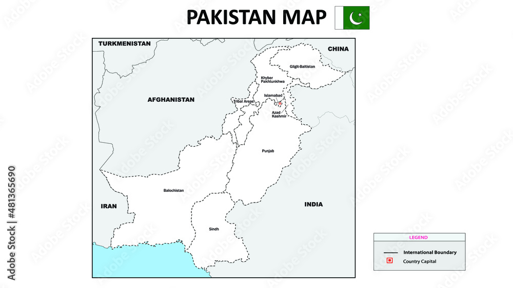 Pakistan Map. Political map of Pakistan. Pakistan map with neighboring ...