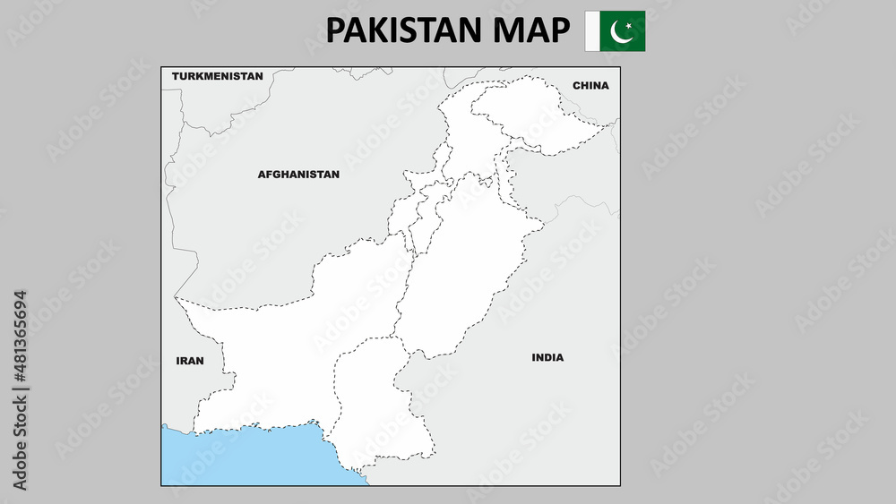 Pakistan Map. Political map of Pakistan. Pakistan Map with neighboring ...