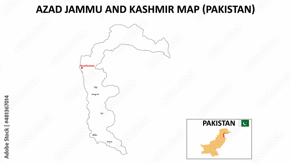 Azad Jammu and Kashmir Map. Azad Jammu and Kashmir Map of Pakistan with ...