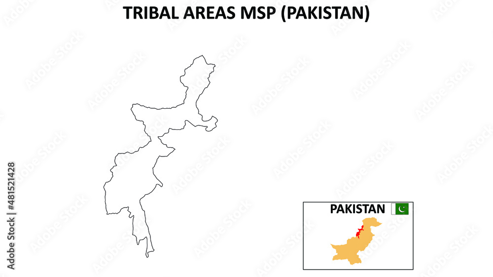 Tribals area Map. Tribals area Map of Pakistan with color background ...