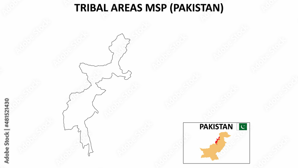 Tribals area Map. Tribals area Map of Pakistan with color background ...