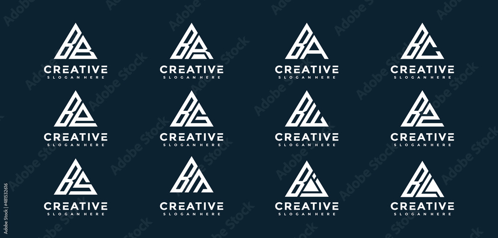 Letter B logo template collection with triangle Stock Vector | Adobe Stock