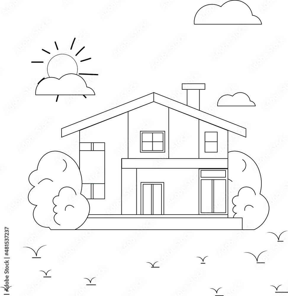House Coloring Book Page Design. coloring page design. coloring page ...