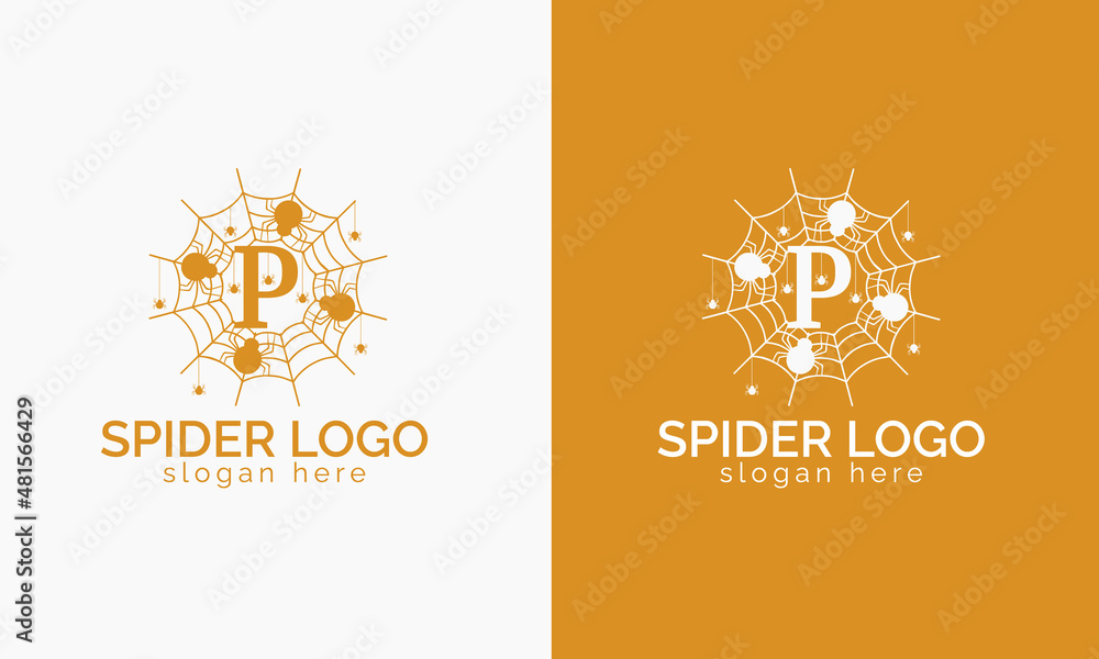 Letter P Spider web Logo design Vector template Stock Vector | Adobe Stock