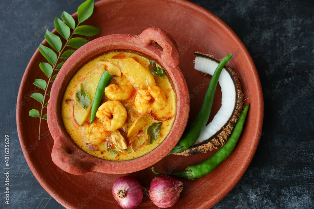 Serving prawn mango curry Chemmeen Manga shrimp in coconut milk Spicy ...