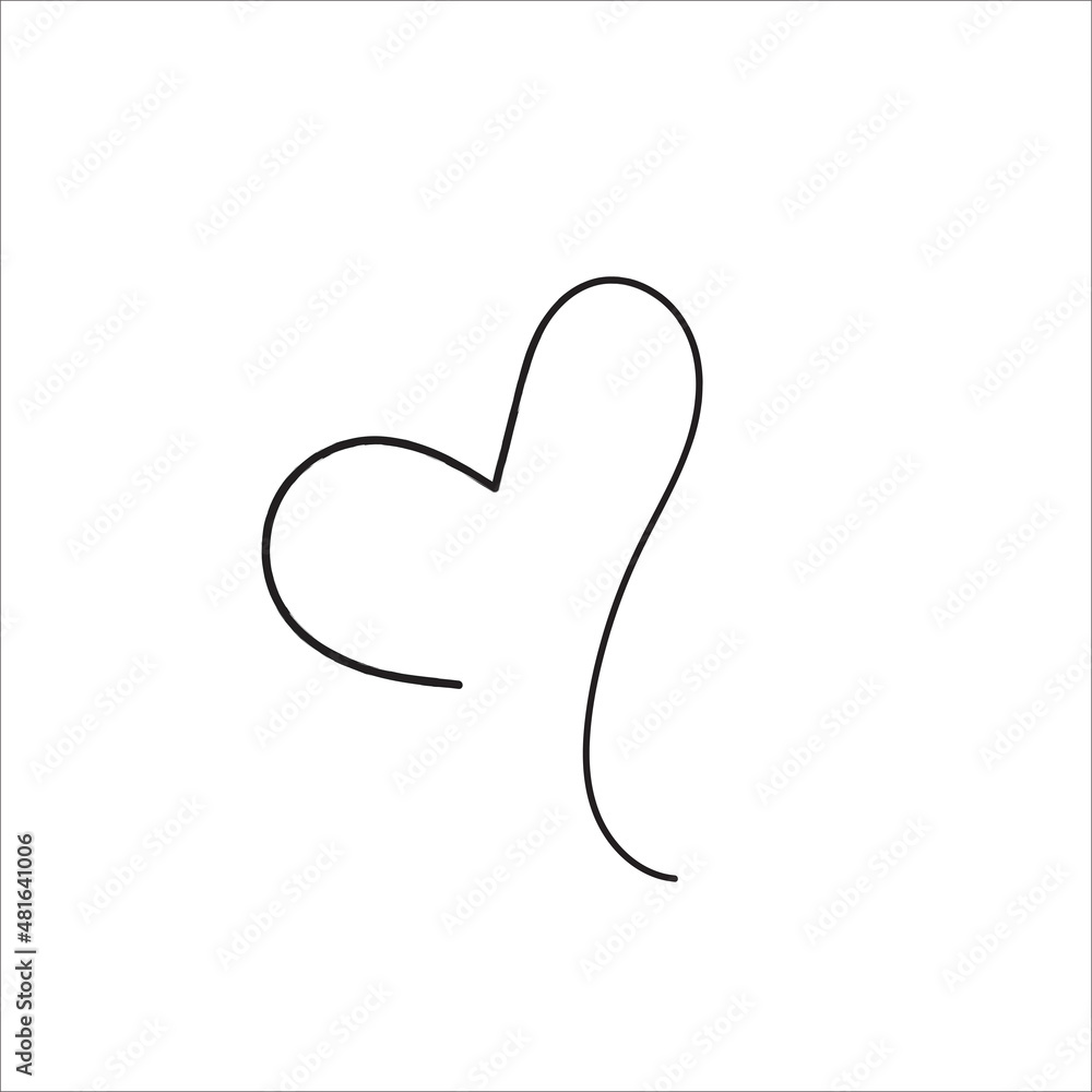 Heart. Continuous line art drawing illustration. Heart made using ...