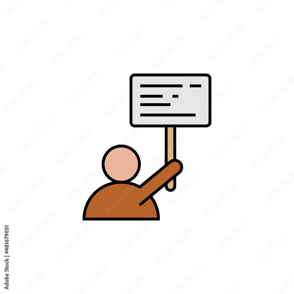 people, protest, activist, riot line colored icon. Elements of protests ...