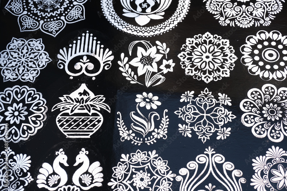 Indian Seller Man making rangoli from design patterns of Rangoli with ...