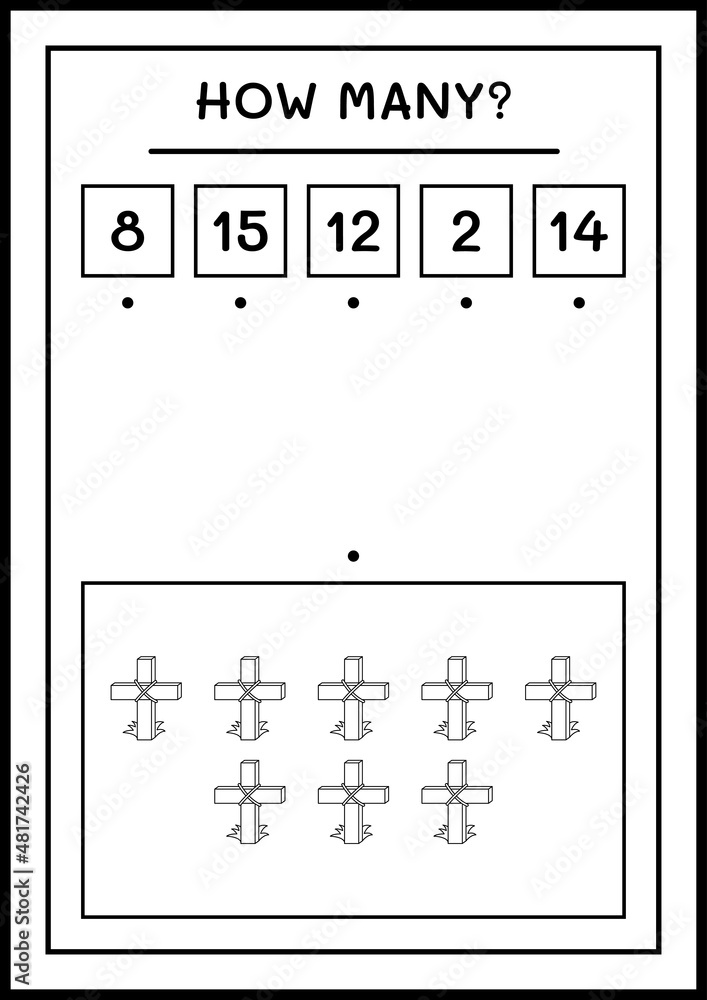 How many Holy Cross, game for children. Vector illustration, printable ...