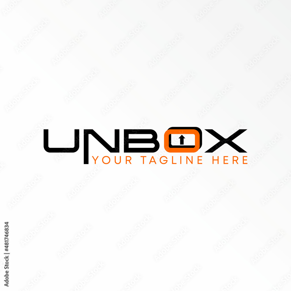 Letter or word UNBOX sans serif font with Arrow or up image graphic ...