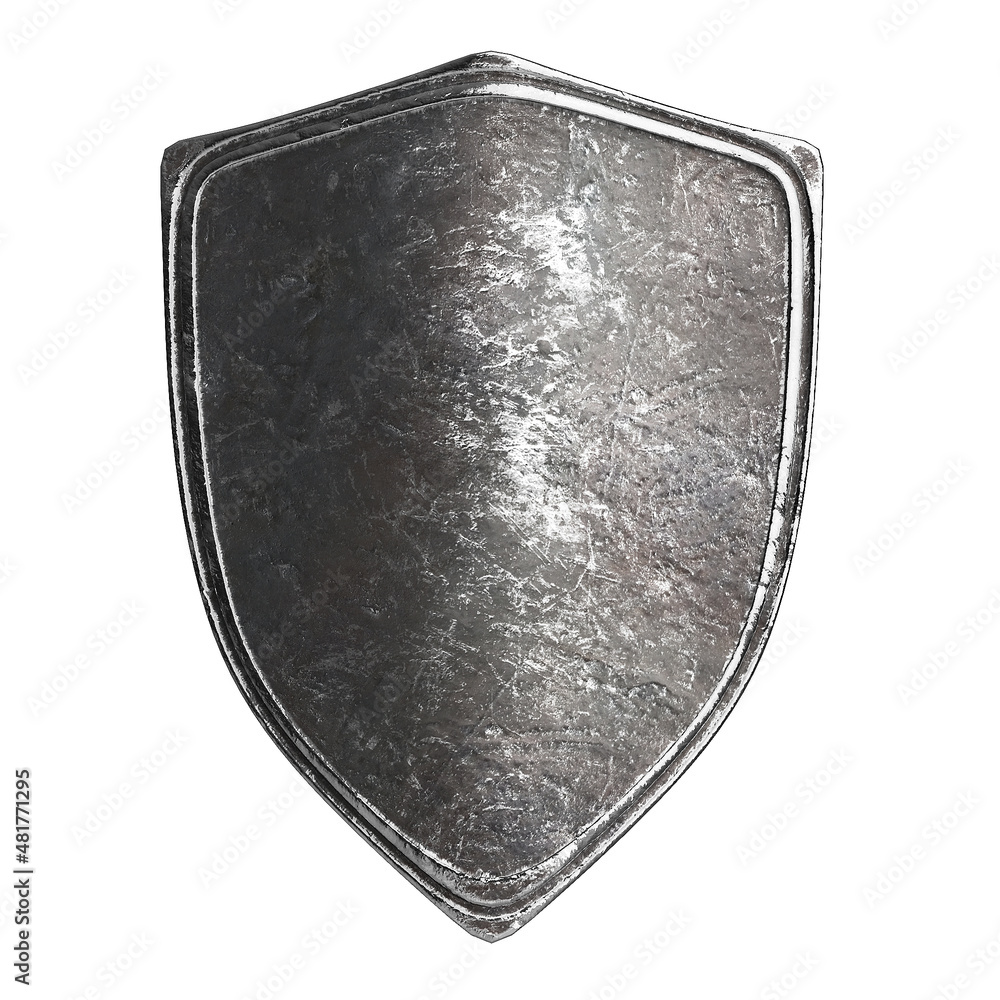 Metal medieval shield isolated on white background 3d illustration ...