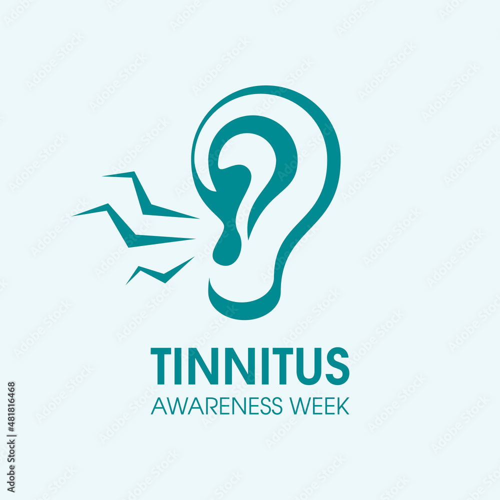 Tinnitus Awareness Week vector. Human ear with tinnitus icon vector ...