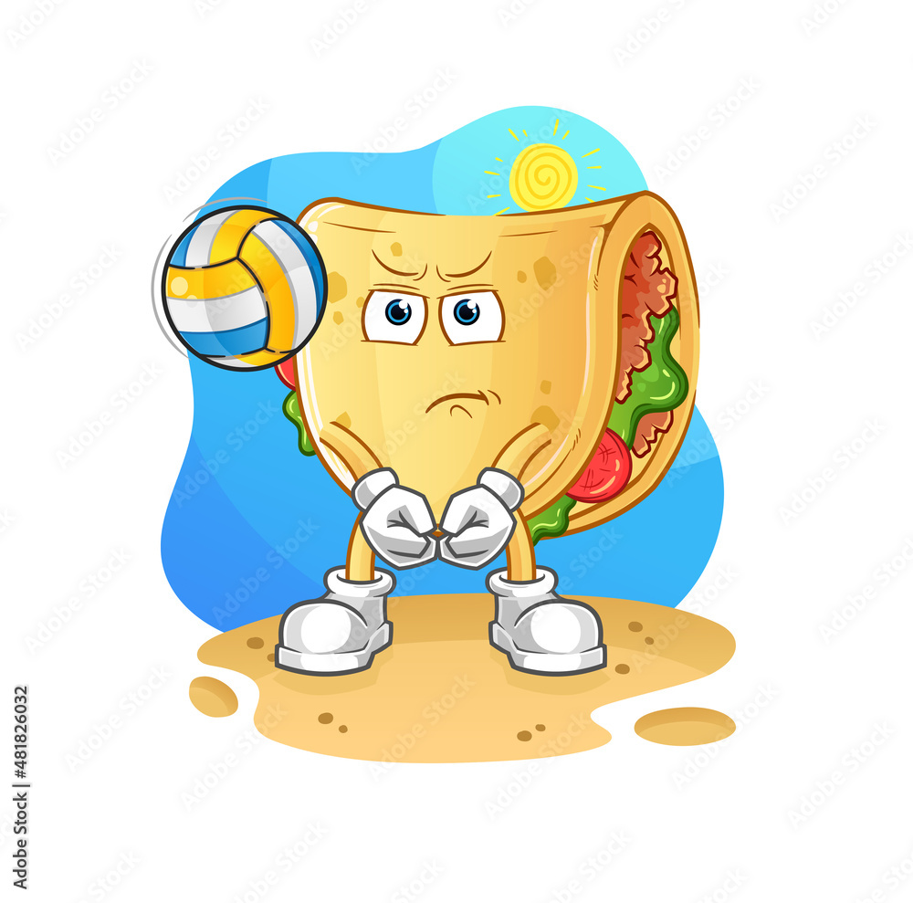 taco play volleyball mascot. cartoon vector Stock Vector | Adobe Stock