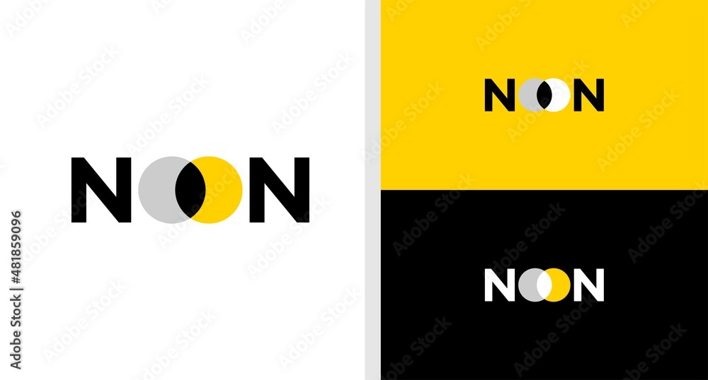 NOON LOGO SUN NEGATIVE SPACE WORDMARK EDITABLE Stock Vector | Adobe Stock