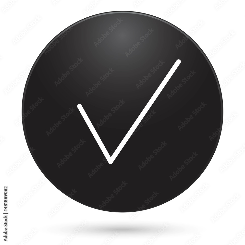 check mark icon, black circle button, vector illustration. Stock Vector ...