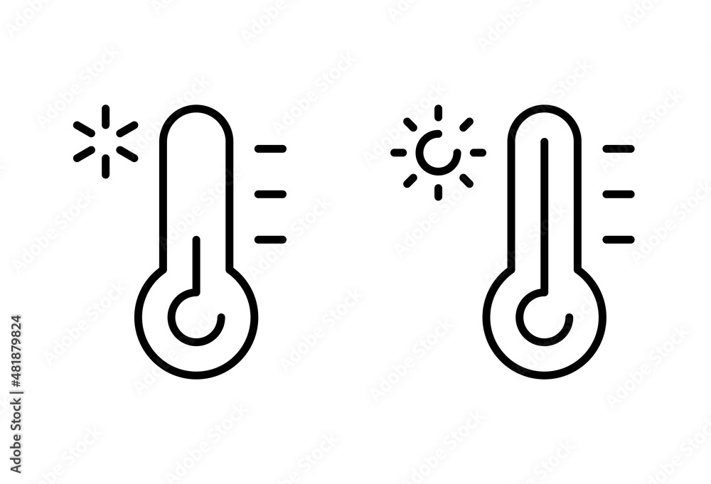 Temperature Symbol Set .Three vector thermometer showing the ...