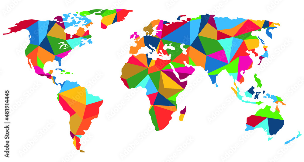 Sustainable Development Goals, Agenda 2030. World map polygon design in ...