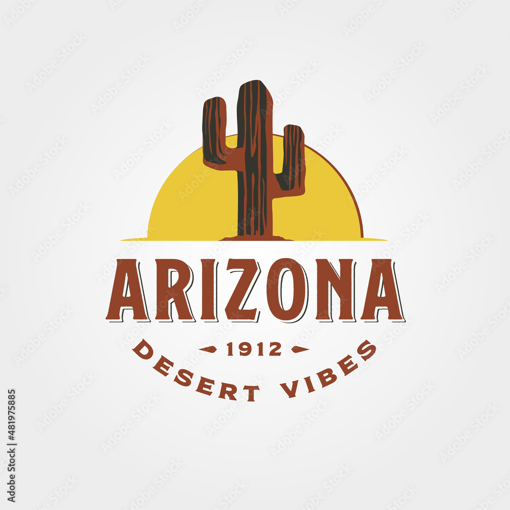 arizona sunset logo vintage typography vector symbol illustration ...