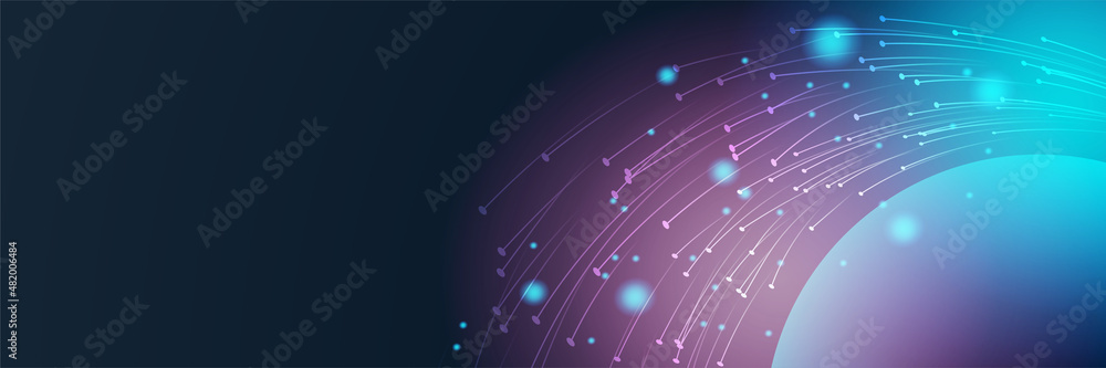 Networking abstract neon style blue wide banner design background ...