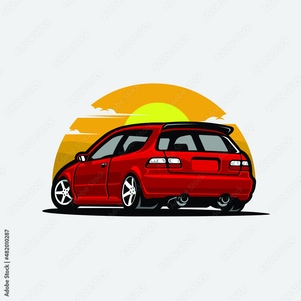 Japanese 90s JDM sport car illustration vector isolated in white ...