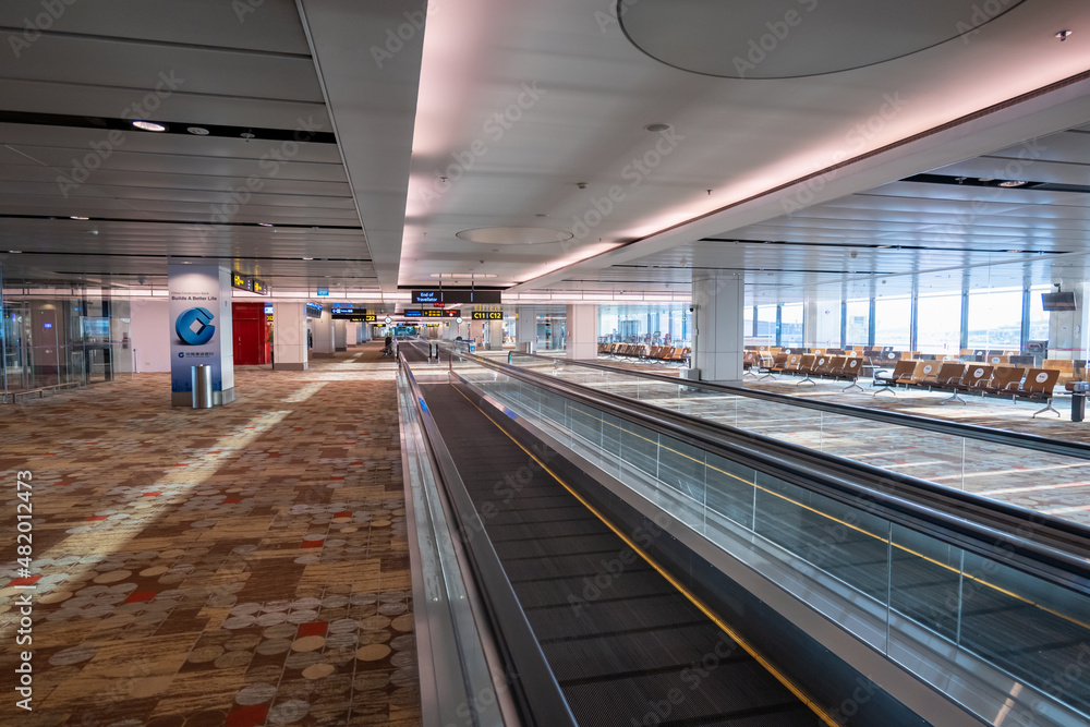Singapore - January 2022: Singapore Changi Airport architecture. Singapore Changi Airport is one ...