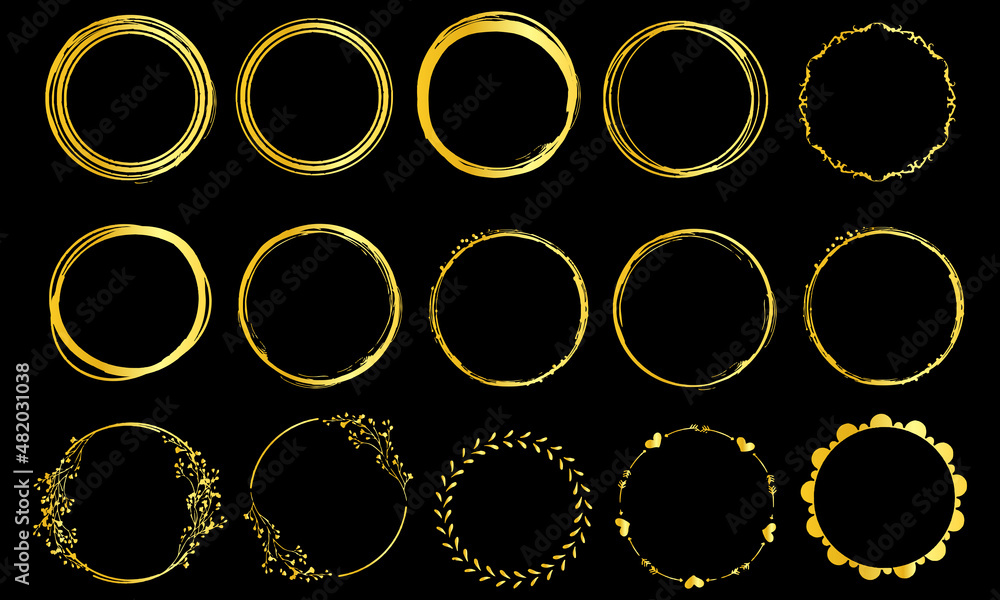 Gold circle element vector collections Stock Illustration | Adobe Stock